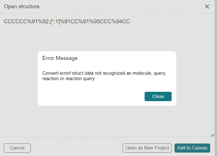 .smi files with attachment points cannot be open in ketcher - "Convert error! struct data not ...