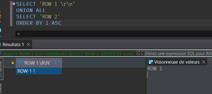 Dbeaver 2303202304240616 Result Grid Skips Displaying Anything After Rn In A String Field