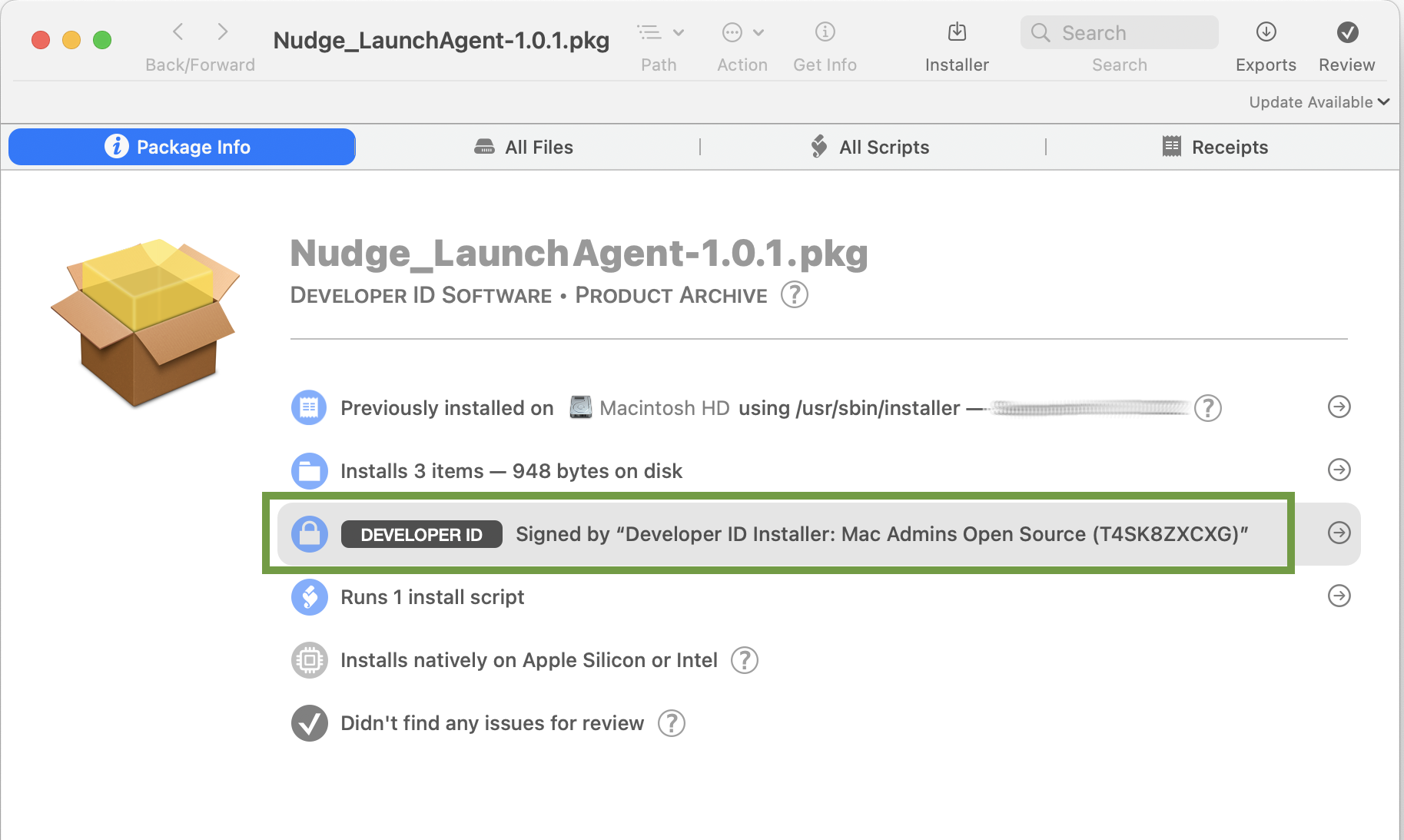 Provide a signed PKG that includes the LaunchAgent and not the Logger · Issue #449 · macadmins ...