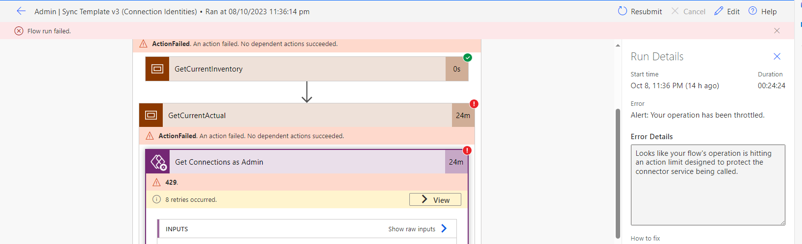 Coe Starter Kit Bug Admin Sync Template V3 Connection Identities Action Limit · Issue 