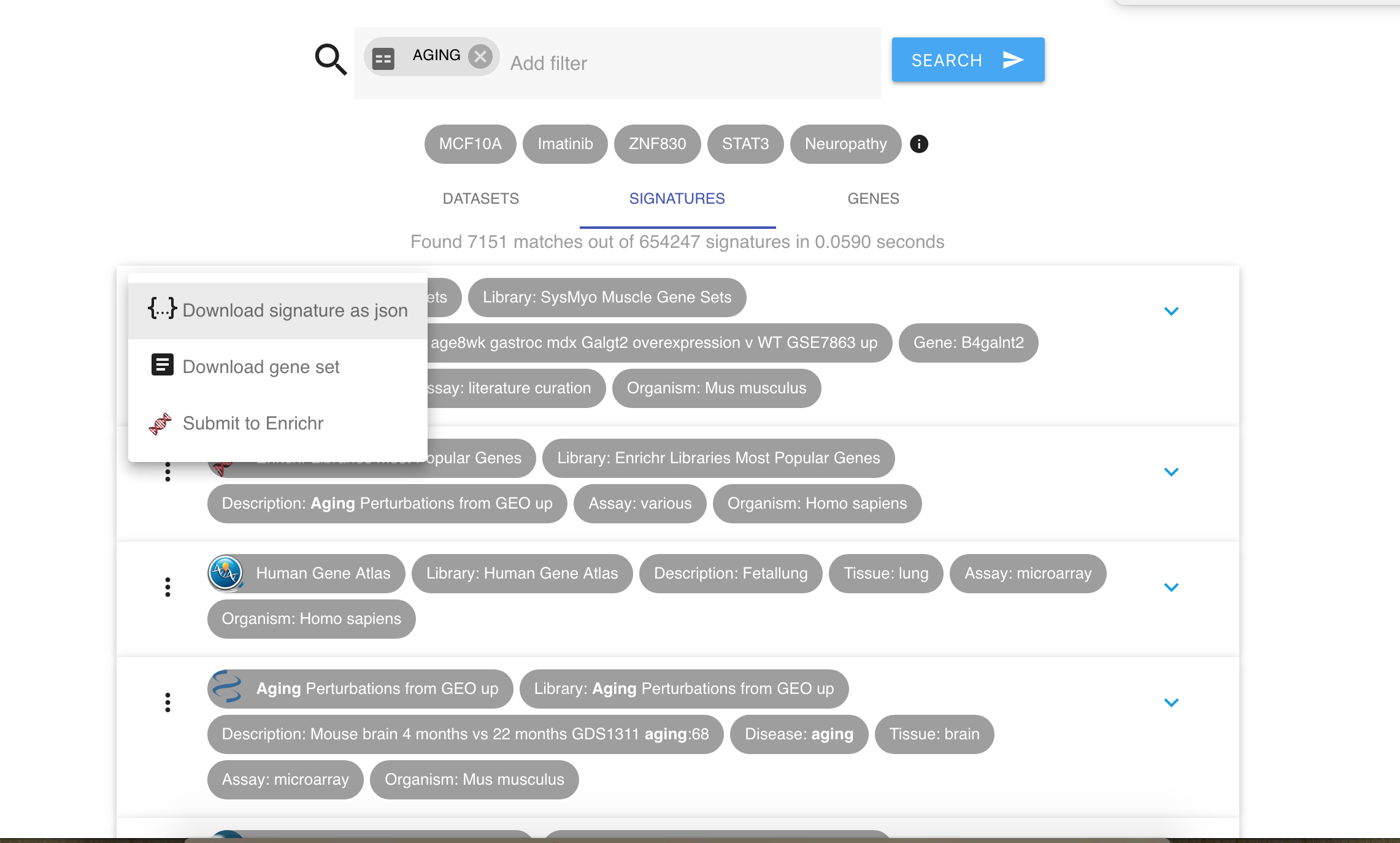 Some queries do not have Enrichr and download links · Issue #149 · MaayanLab/signature-commons ...