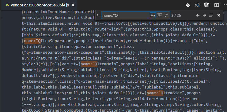 Unexpectedly packed unused quasar components into dist/spa-mat/js/vendor.*.js · Issue #1942 ...