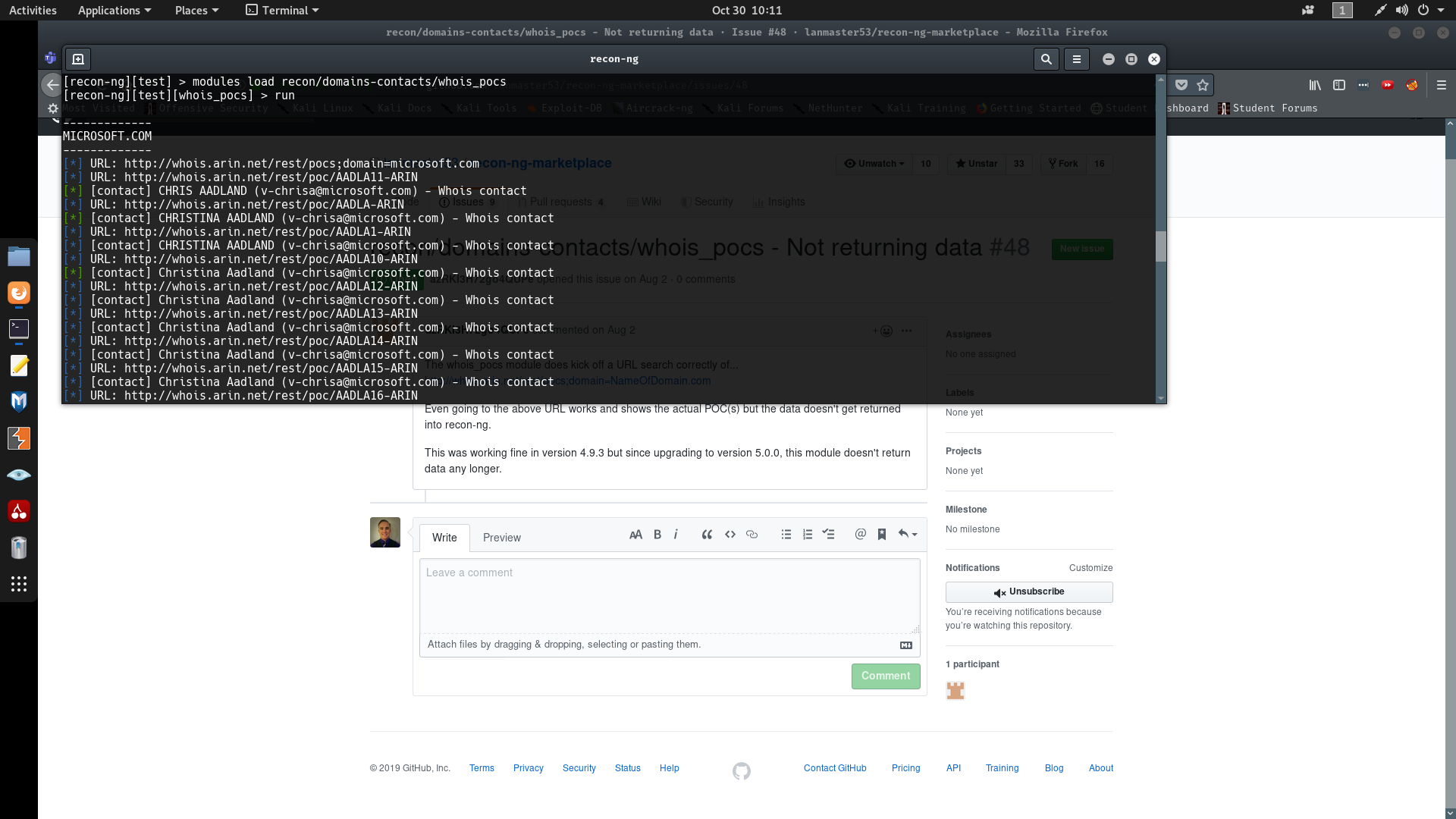 Recon Domains Contacts Whois Pocs Not Returning Data · Issue 48 · Lanmaster53 Recon Ng