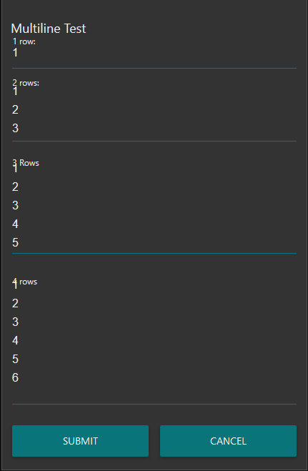 Form Element of type 'Multiline' has extra rows above 1 row and entries progressively encroach ...