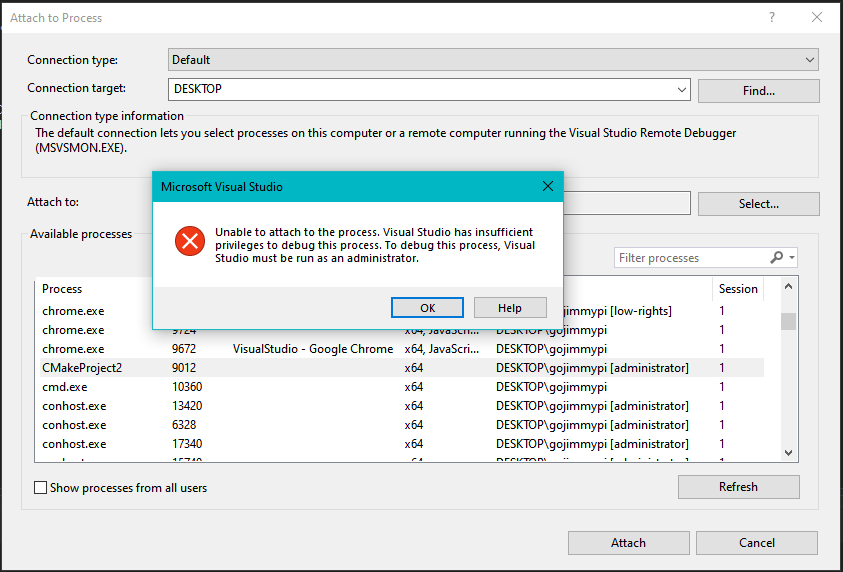 VS2019 Remote Debug Attach will not attach, even as administrator · Issue #6381 · microsoft/WSL ...