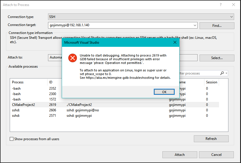 VS2019 Remote Debug Attach will not attach, even as administrator ...