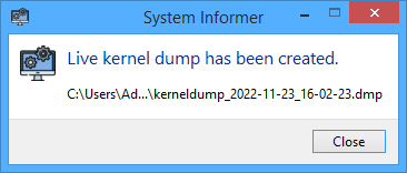 Unable to save the live kernel dump. · Issue #1507 · winsiderss/systeminformer · GitHub