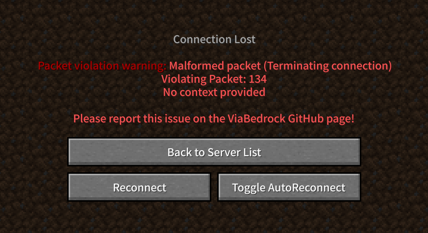 Bug · Issue 23 · Raphimc Viabedrock · Github