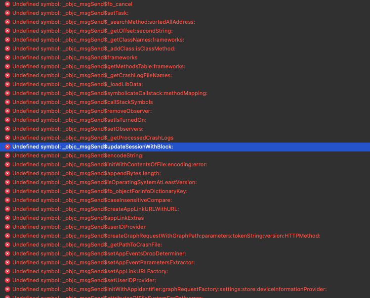 Showing All Messages Undefined symbol: _objc_msgSend$integerForKey ... Showing All Messages Undefined symbol: _objc_msgSend$integerForKey ...