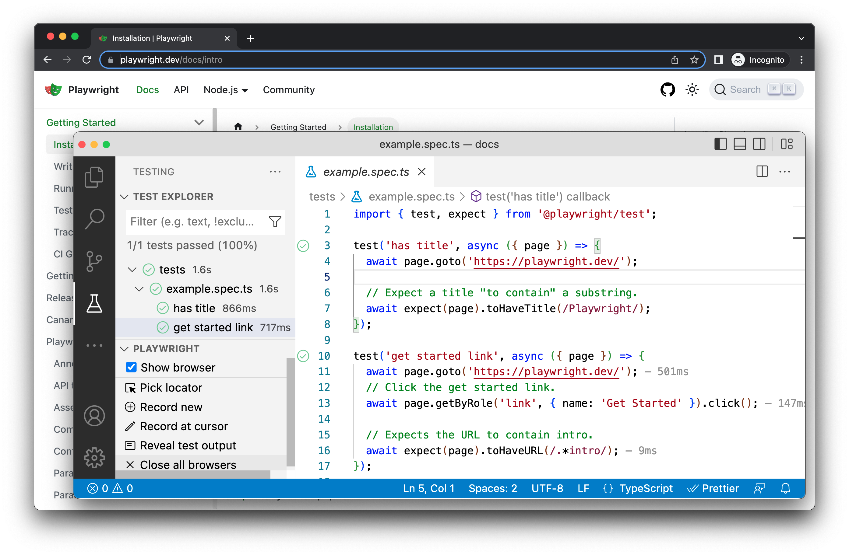  VS Code Playwright 