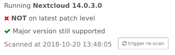 Nextcloud Security Scan won't trigger re-scan · Issue #1330 · nextcloud/nextcloud.com · GitHub