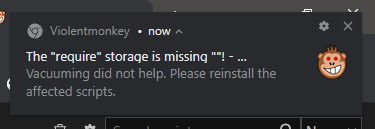 Data vacuumed error if "// @require" empty · Issue #1568 · violentmonkey/violentmonkey · GitHub