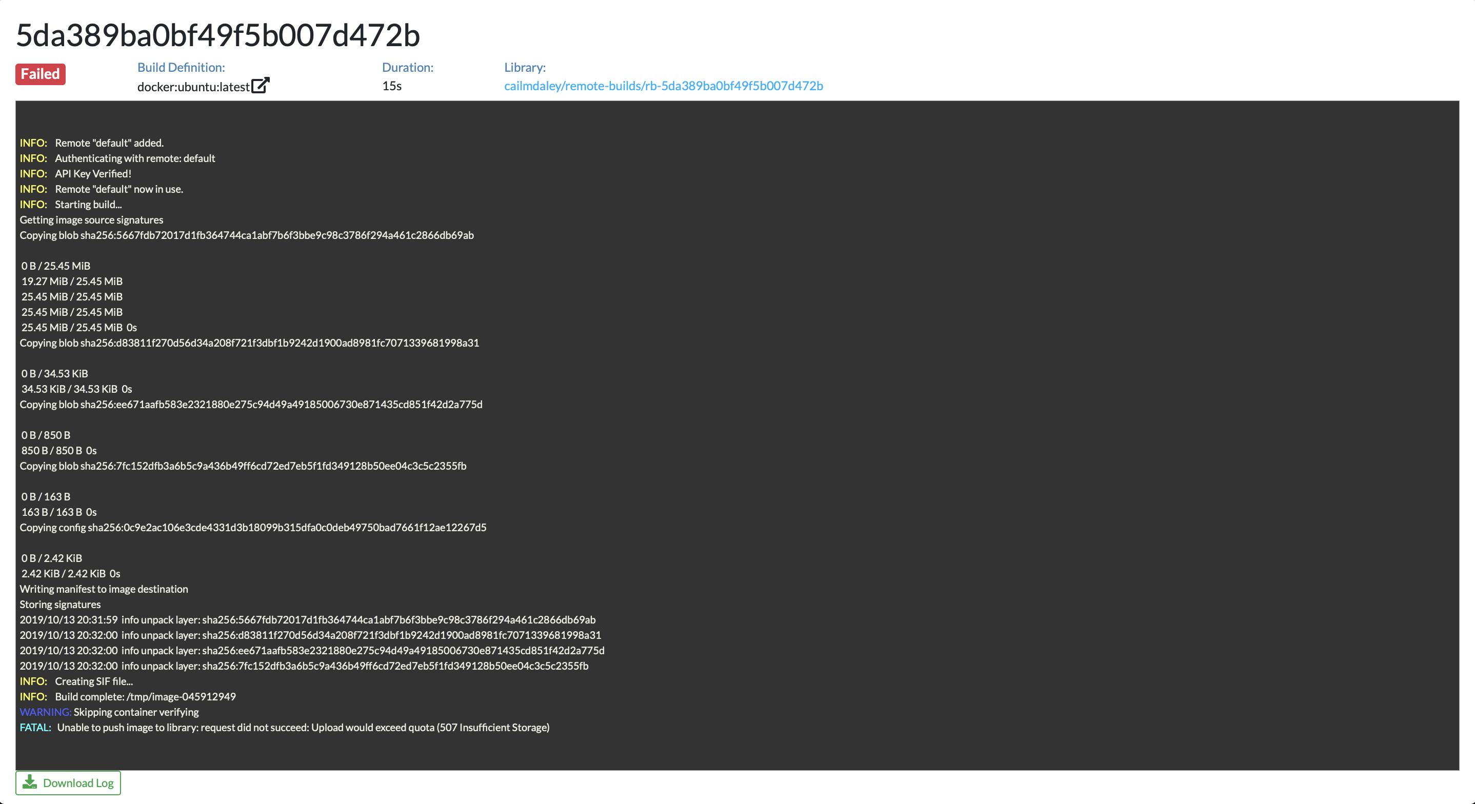 Remote build fails when pushing to library: quota exceeded (insufficient storage) · Issue #4613 ...