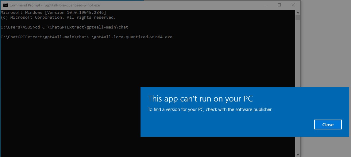 This app can't run on your PC. · Issue #333 · nomic-ai/gpt4all · GitHub