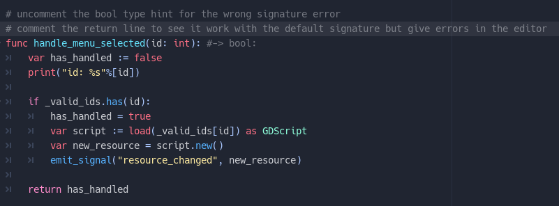Problems with EditorResourcePicker `handle_menu_selected` function signature · Issue #62679 ...