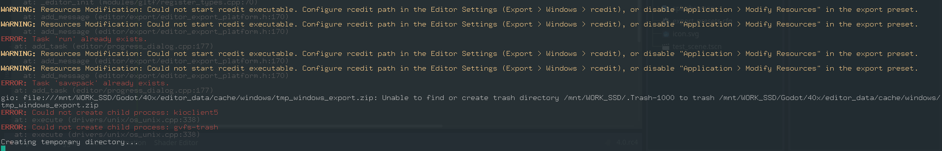 Remote export from linux to windows stuck on "Creating temporary directory" · Issue #73965 ...