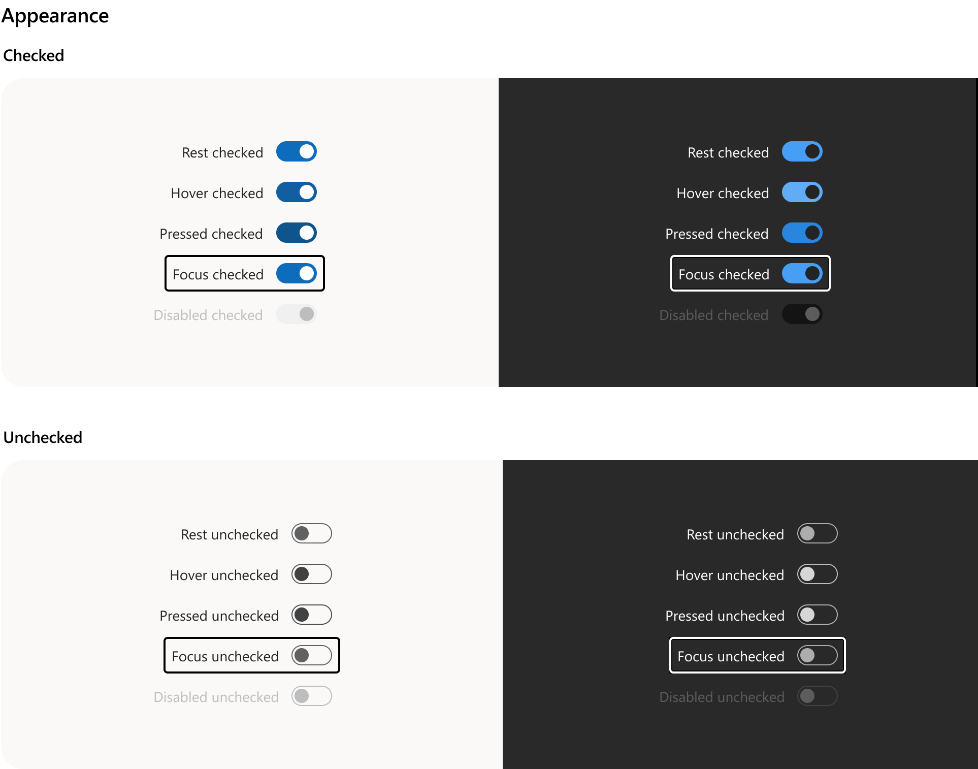 Bug Switch Component Design Implementation Gap Between Windows And Web · Issue 29767