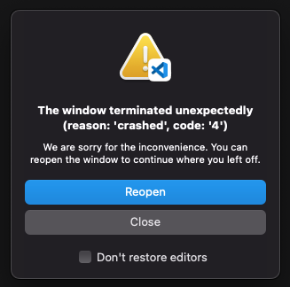 CodeWindow: renderer process gone (reason: killed, code: 9) · Issue #165127 · microsoft/vscode ...