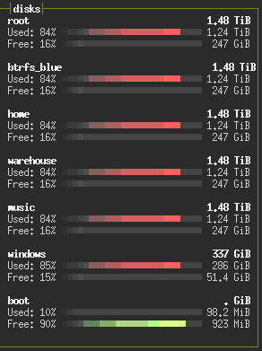 [REQUEST] Choose which disks to display · Issue #79 · aristocratos/bashtop · GitHub
