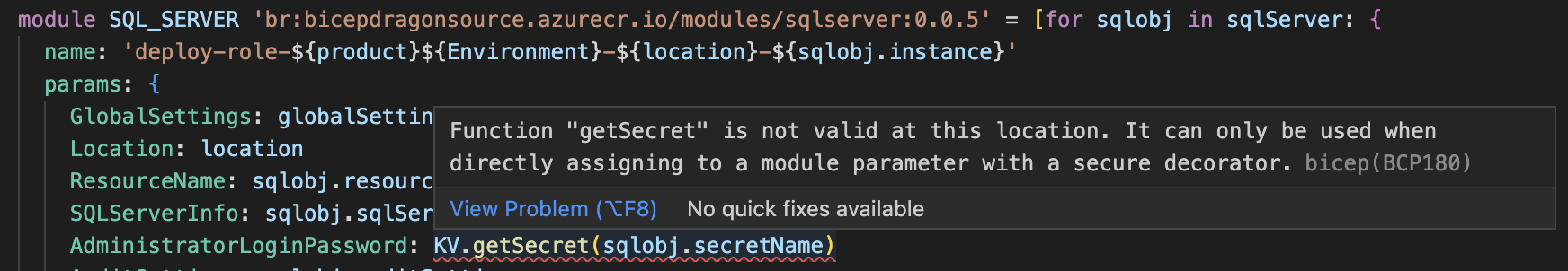 Allow Getsecret To Be Used With Remote Bicep Repositories · Issue 10426 · Azurebicep · Github
