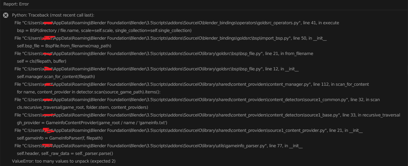 When Trying To Import Hl1 Map I Get A Valueerror Too Many Values To