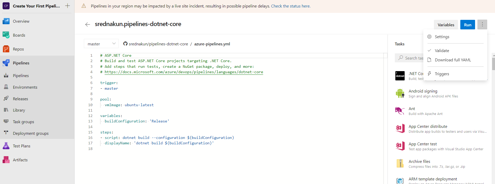 Can´t find the options button in Step 2 · Issue #11959 · MicrosoftDocs/azure-devops-docs · GitHub