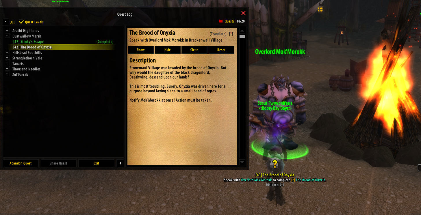 Overlord Mok'Morokk -Cant turn in quests · Issue #179 · TeamEverlook/Everlook-BugTracker · GitHub