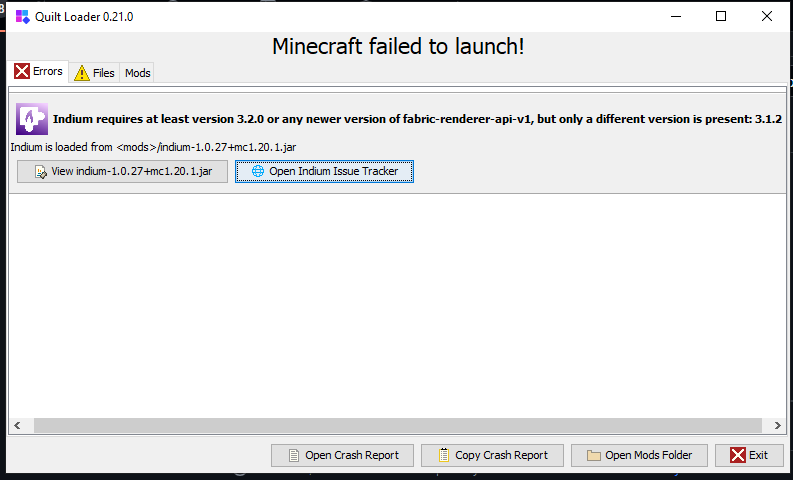 [Quilt 1.20.1] Indium requires at least version 3.2.0 or any newer version of fabric-renderer ...