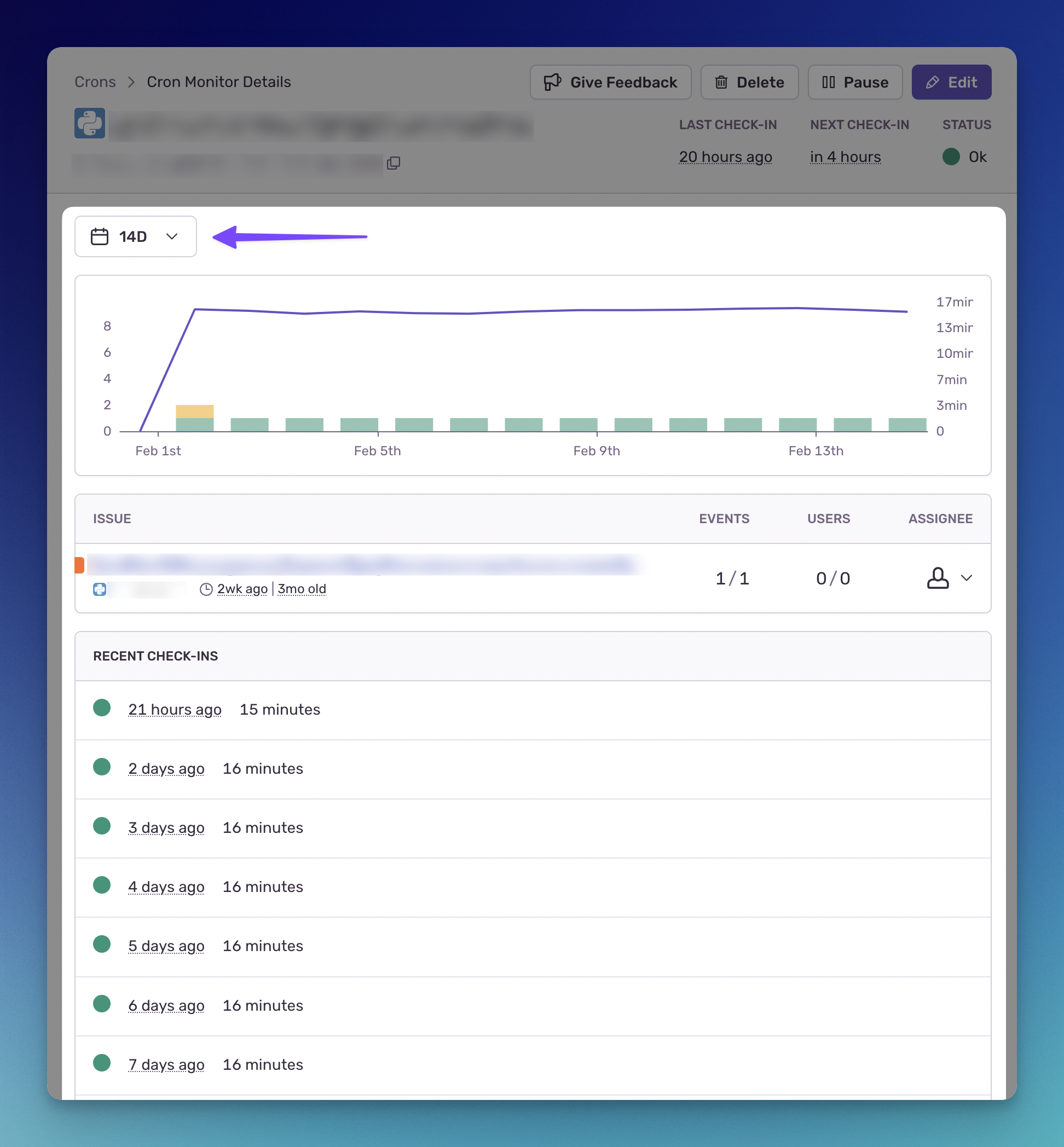 Crons: Update date filter to apply for both the graph and check-ins · Issue #44715 · getsentry ...