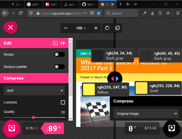 AVIF consistantly shifts colors · Issue #960 · GoogleChromeLabs/squoosh · GitHub