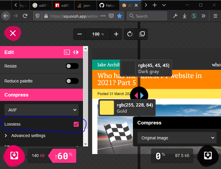 AVIF consistantly shifts colors · Issue #960 · GoogleChromeLabs/squoosh · GitHub