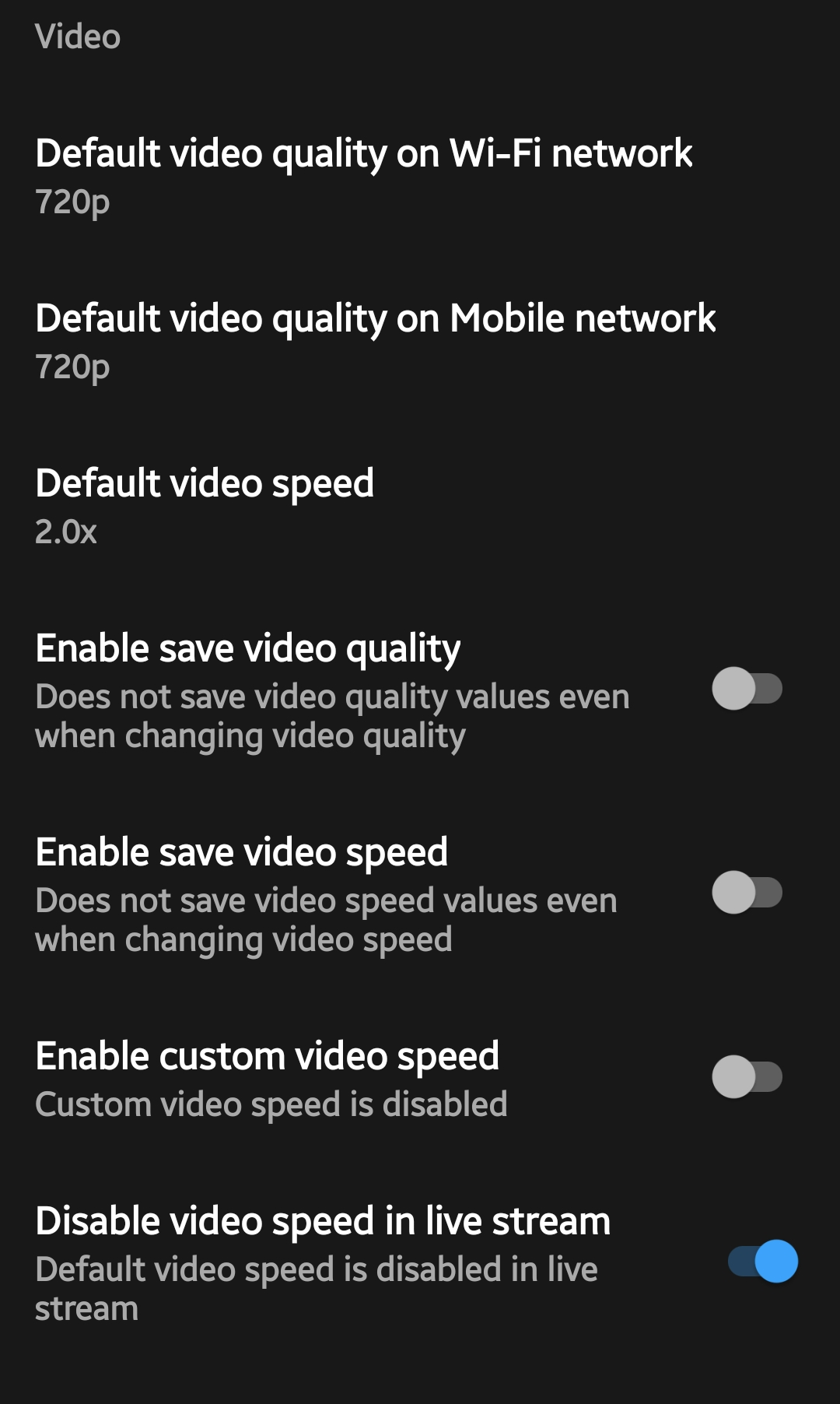 question: Disable default video speed in live stream patch. How should it work? · Issue #802 ...
