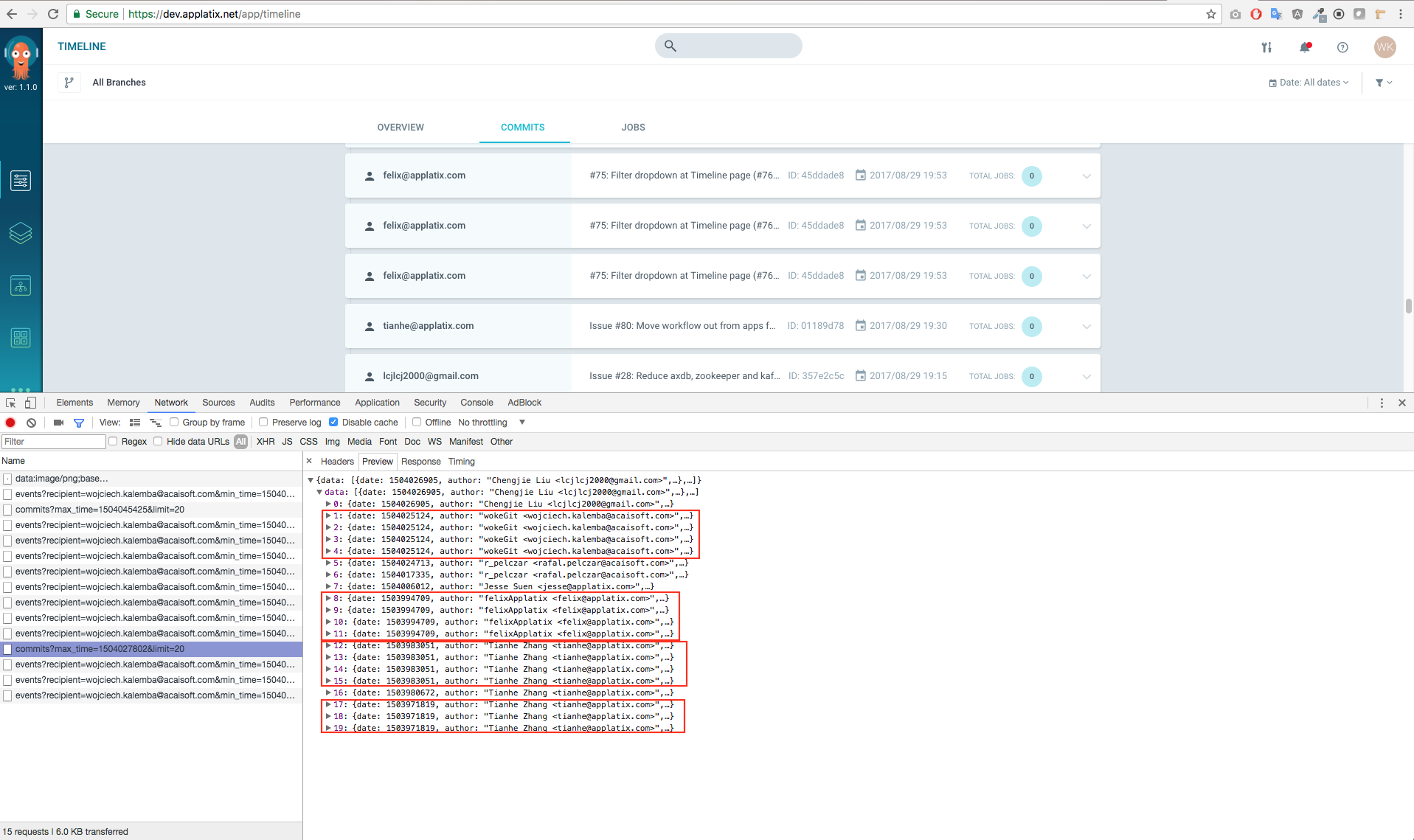 Timeline screen/ Commits tab - duplicated commits · Issue #101 ...