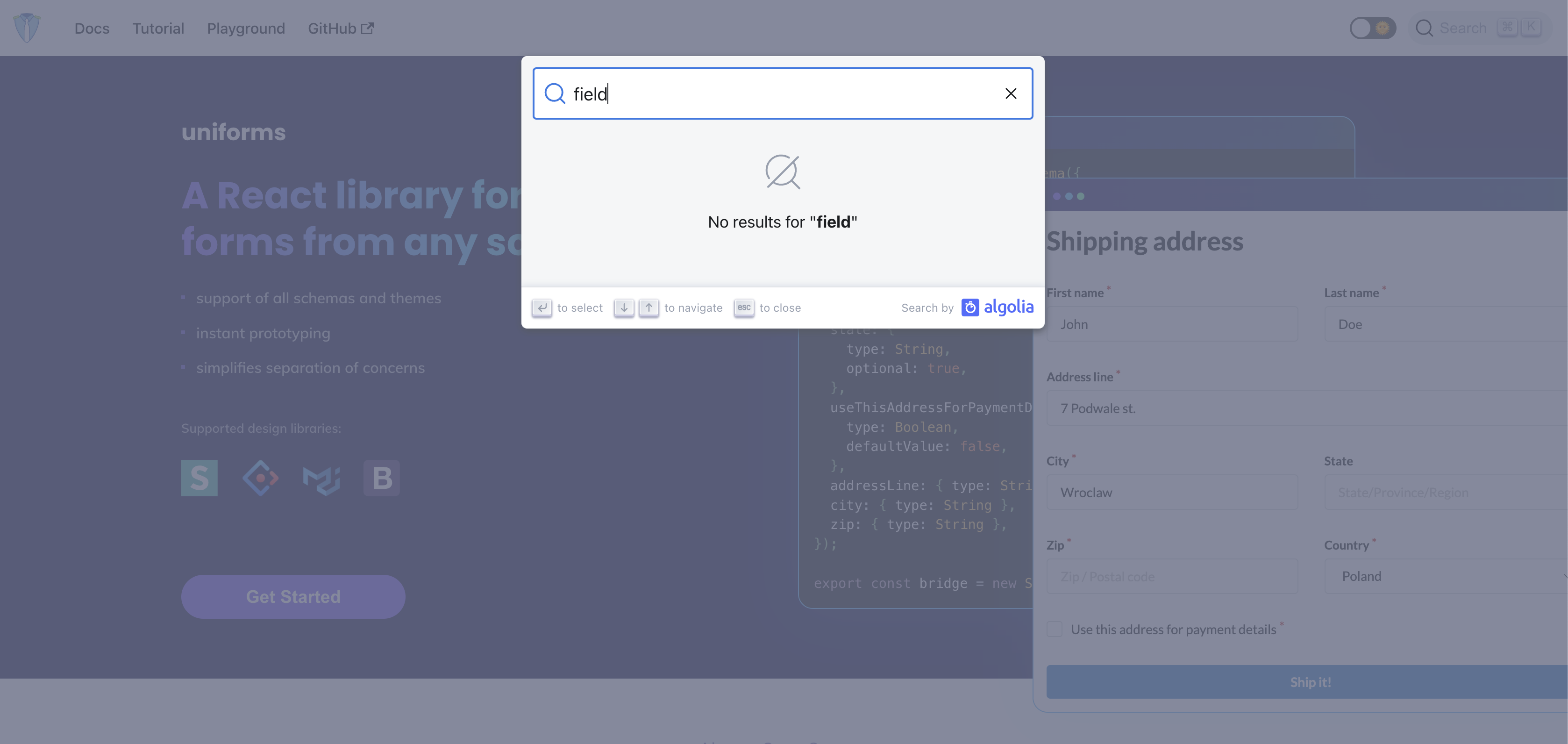 Algolia search bar not returning results · Issue #1095 · vazco/uniforms · GitHub
