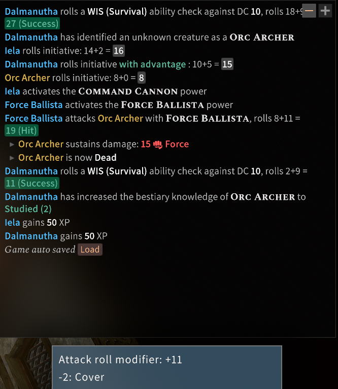 Inventor Artillerist Force Ballista attack roll doesn't include spell attack bonus and HP is ...