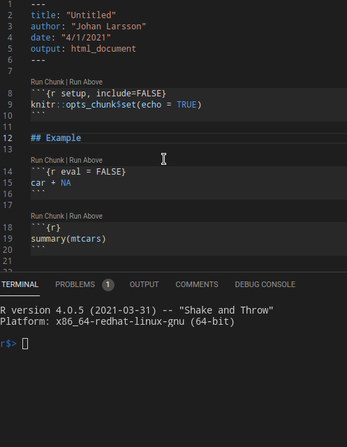 Don't run `eval = FALSE` R Markdown chunks with code lens commands · Issue #651 · REditorSupport ...