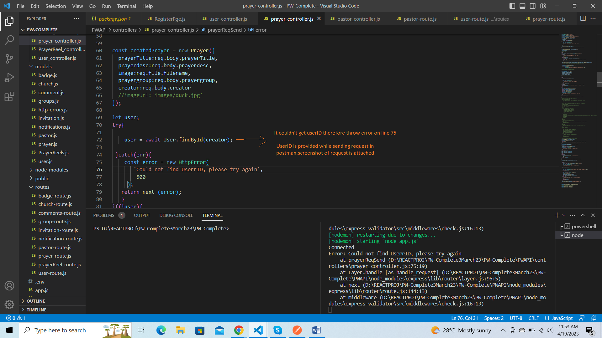 After Creating A Reference Between Tow Collectionsthrows Error When Trying To Send Data Using
