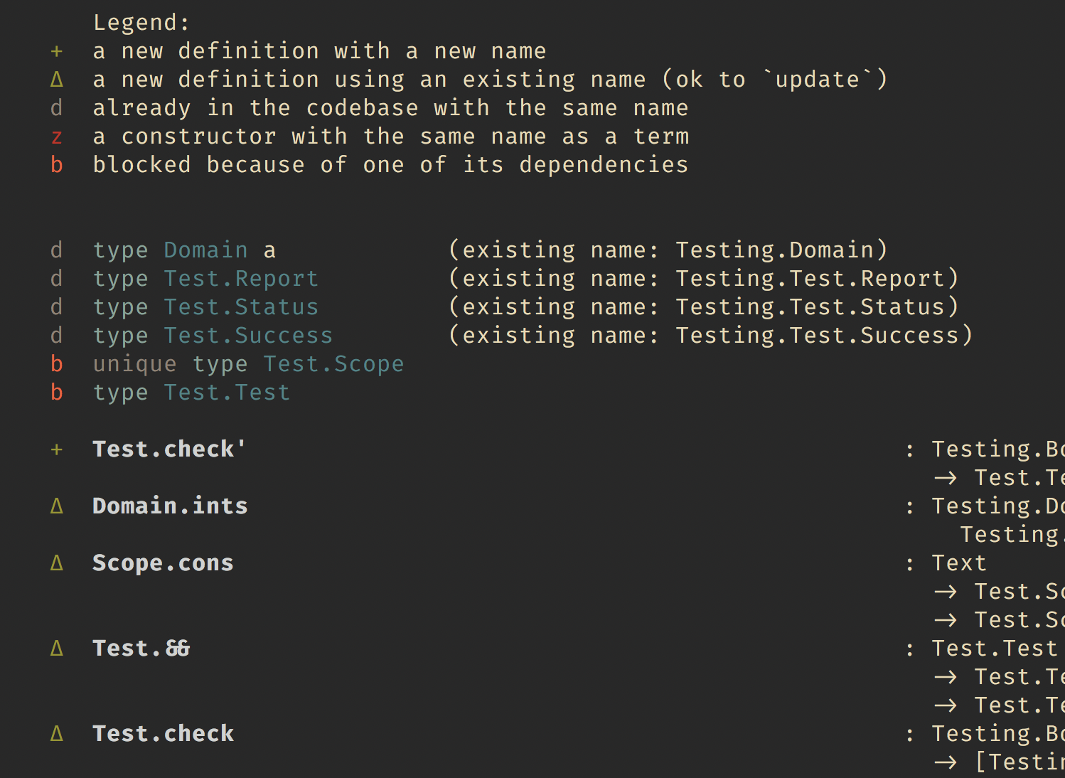 Editing one definition in a large file just `add`ed gives a long dump of confusing conflicts ...