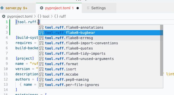Playground should use `pyproject.toml` format for the settings · Issue #1735 · astral-sh/ruff ...