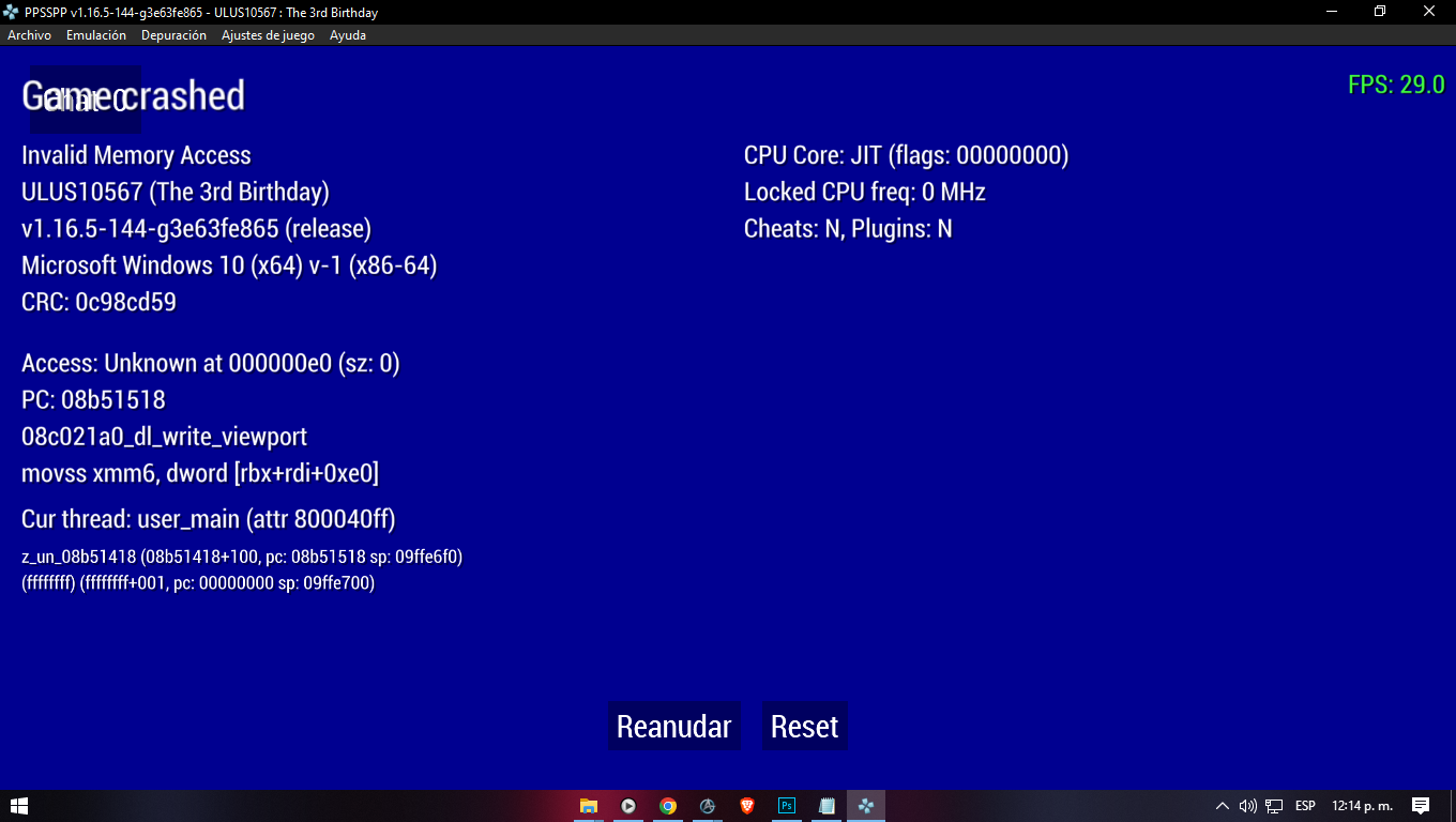 3rd Birthday started crashing recently · Issue #18326 · hrydgard/ppsspp · GitHub