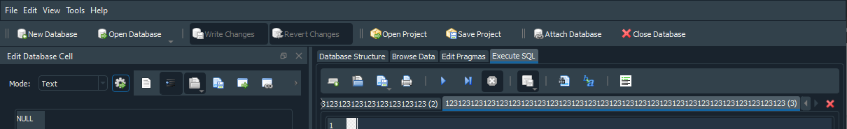 Drop close buttons on every Execute SQL tab(x). · Issue #1968 · sqlitebrowser/sqlitebrowser · GitHub