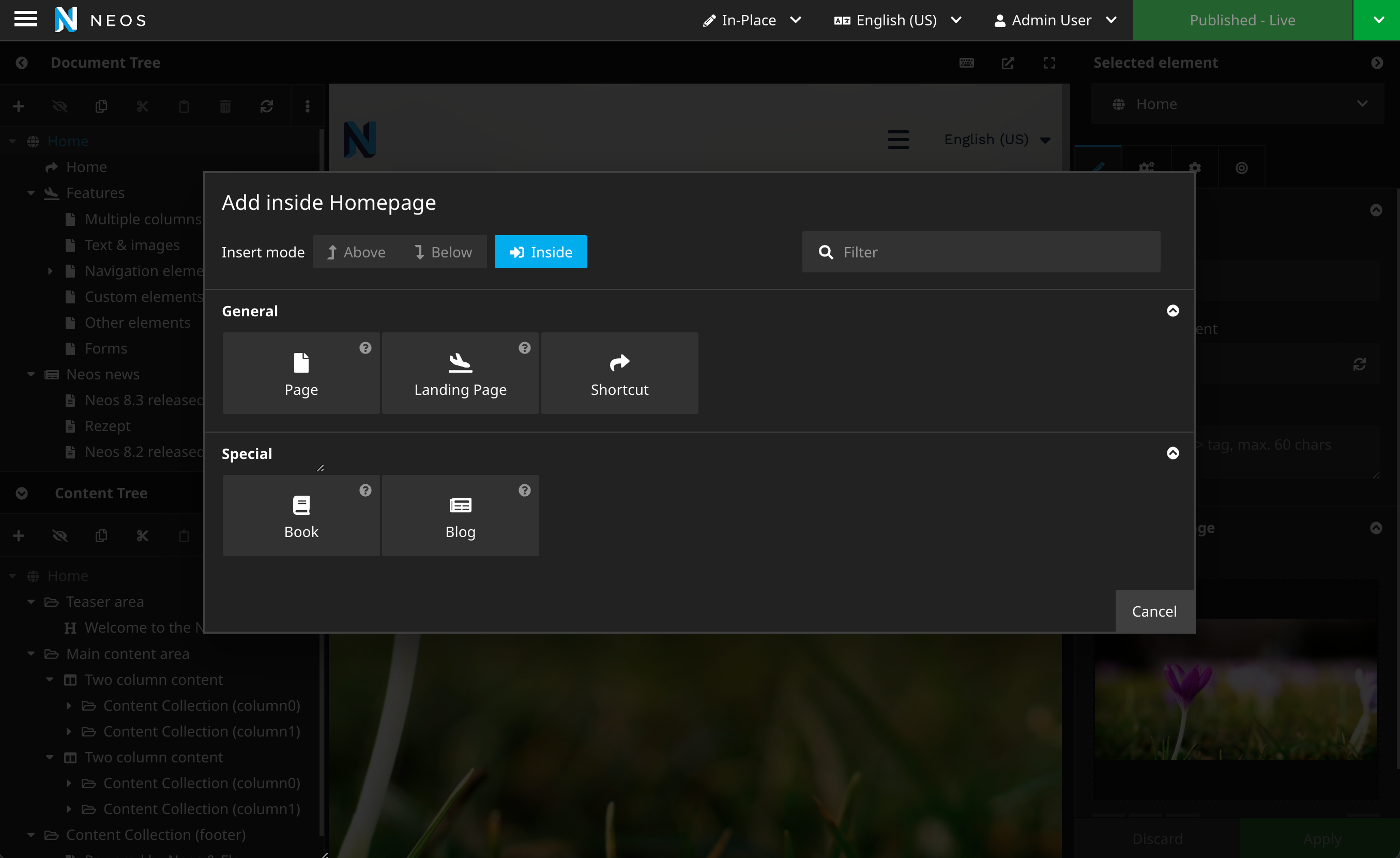 Move filter in NodeCreation Dialog to the right · Issue #3419 · neos/neos-ui · GitHub