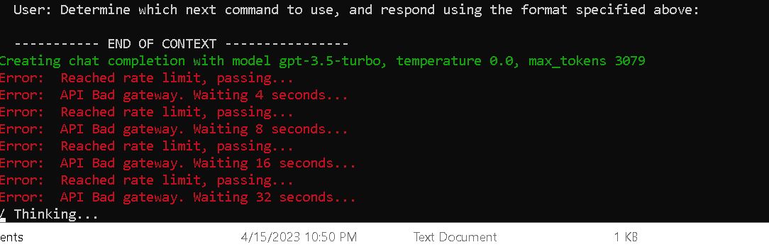 "API Bad Gateway" Issue - Stuck in Thinking · Issue #2068 · Significant-Gravitas/AutoGPT · GitHub