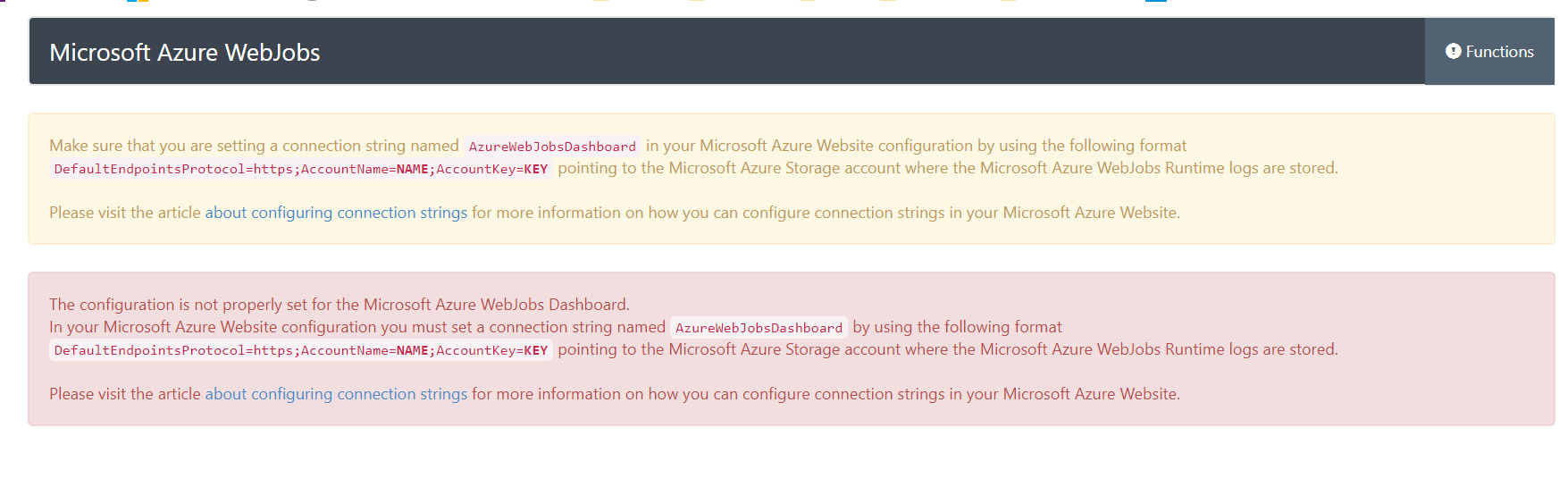 Make Sure That You Are Setting A Connection String Named Azurewebjobsdashboard · Issue 2179