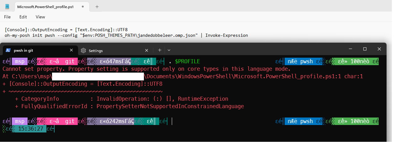 All text and symbols path in powershell is unreadable · JanDeDobbeleer oh-my-posh · Discussion ...