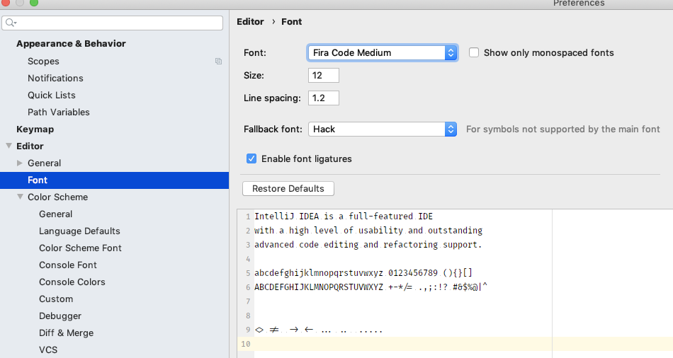Font is broken in recently released IntelliJ IDEA 2019.2 in MacOS · Issue #802 · tonsky/FiraCode ...