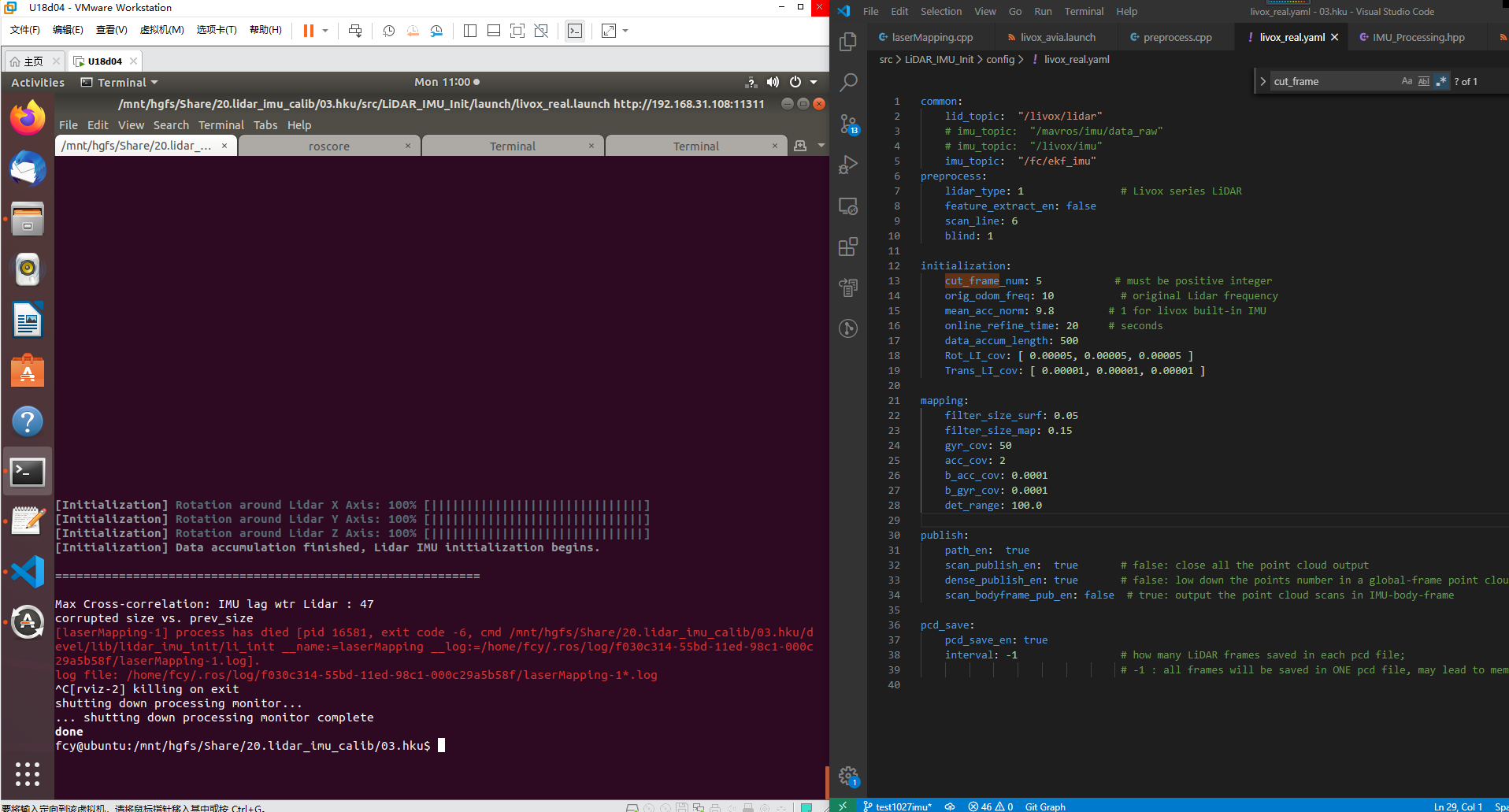 Avia lidar ,Data accumulation finished, but ”Max Cross-correlation: IMU ...