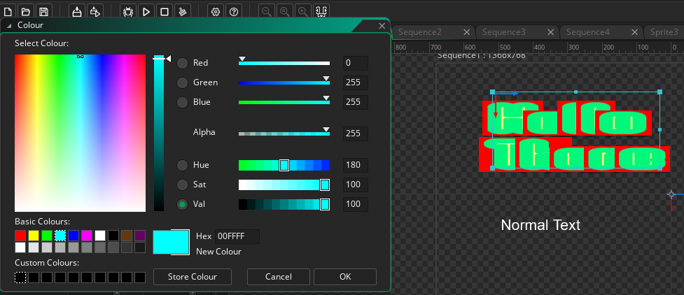 Sequence Editor: Certain colours on the colour picker don't show on the preview correctly when ...