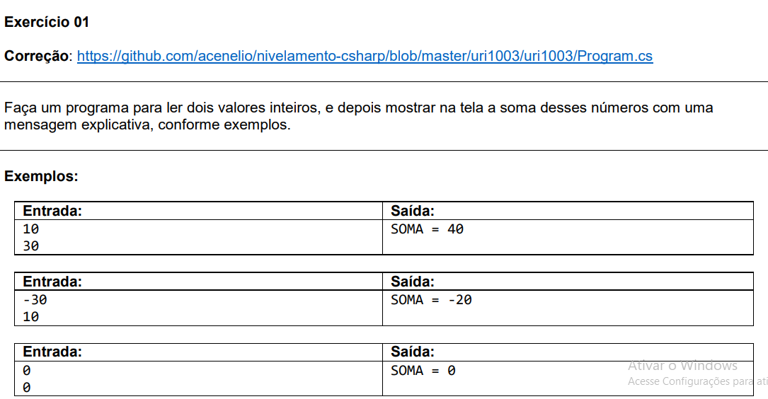 GitHub - RafaelSantana03/Nivelamento-Csharp: Exercícios de nivelamento ...