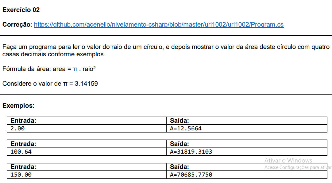 GitHub - RafaelSantana03/Nivelamento-Csharp: Exercícios de nivelamento ...
